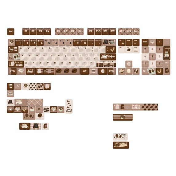 PBT Keycaps Set 131Keys MOA Height Heat Sublimated Cartoon Coffee Beans ...