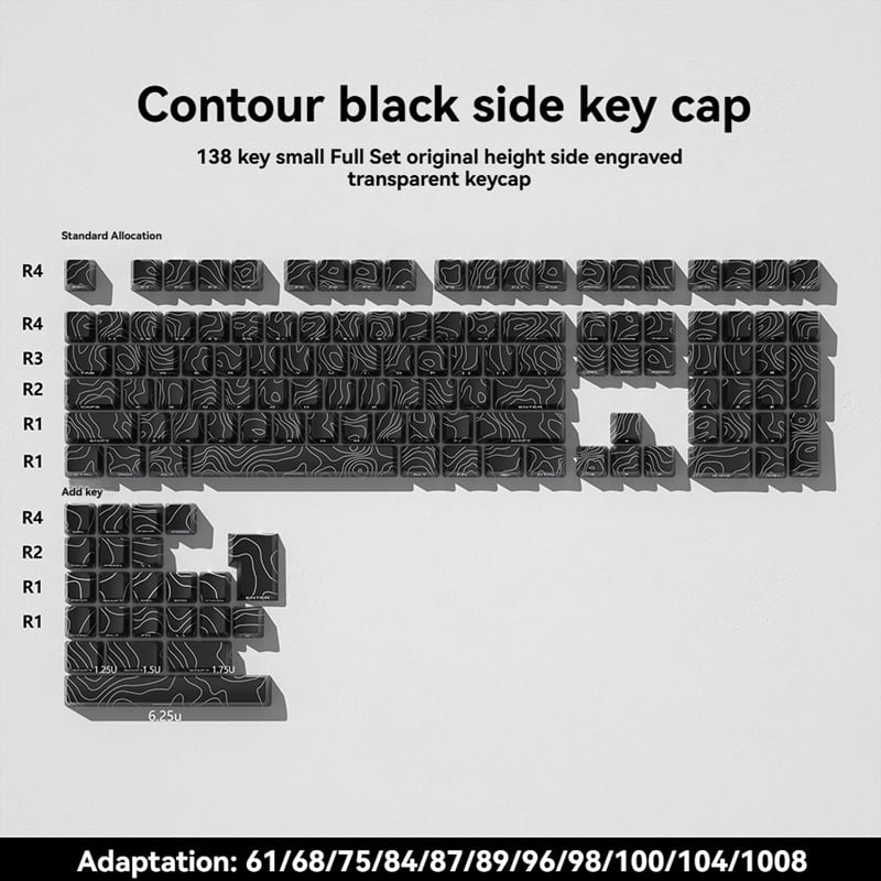 PBT Keycaps Side Print Backlit Keycap Topographic Dye-Sub Key Caps ...