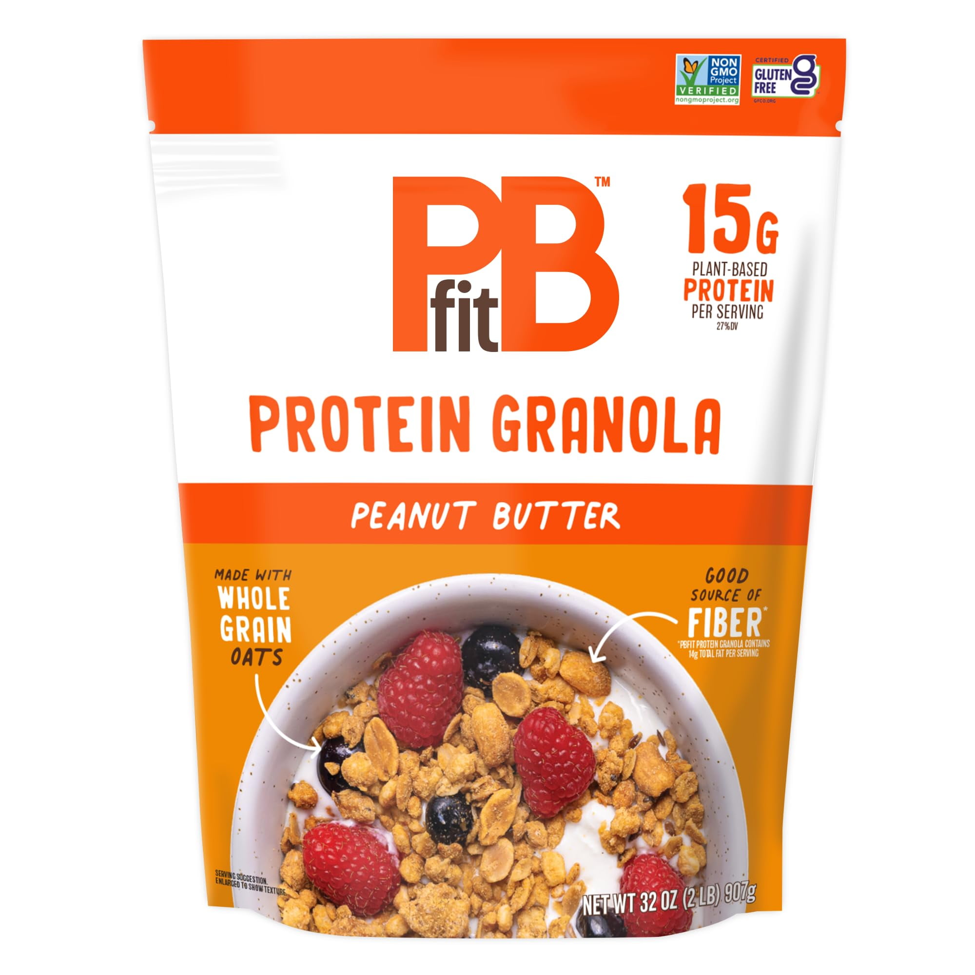 PBfit Peanut Butter Protein Granola, 15g ITL1 Plant-Based Protein 22% ...