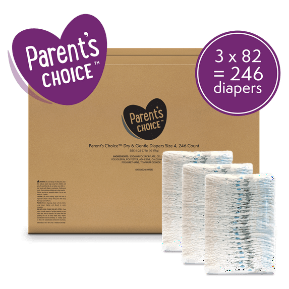 Parent's Choice Dry & Gentle Diapers Size 4, 246 Count (Select for More ...