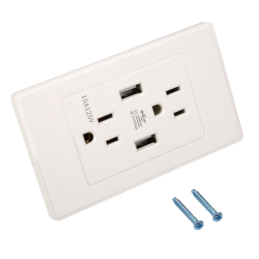 PC Brushed Panel US Wall Socket with USB Outlet, 125V 15A (DC5V 4.2A ...