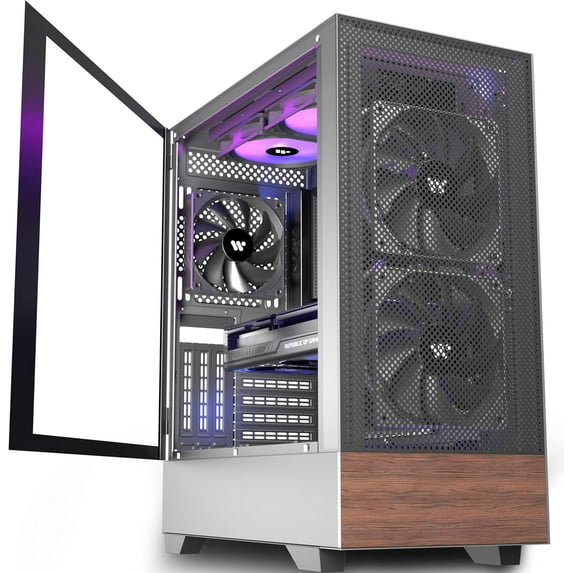 PC CASE ATX 3 Case Fans Pre-Installed, Mid Tower Computer Case with ...