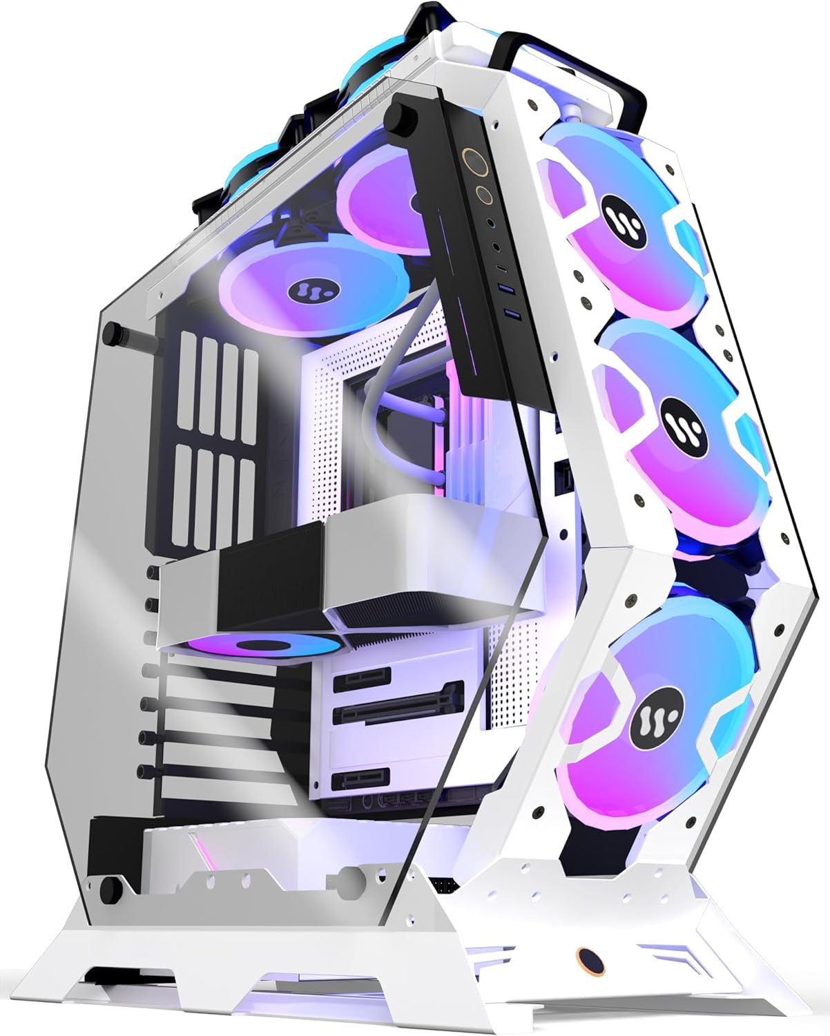 PC Case C570 ATX Mid Tower Tempered Glass Gaming Computer Open Frame ...