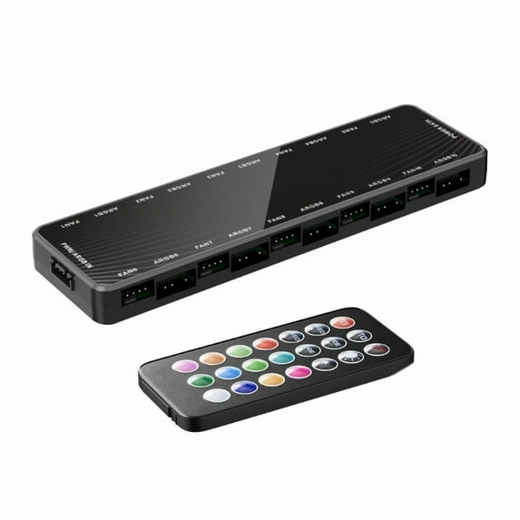 PC Case Fan Hub Controller With Remote, 10 Ports ARGB & PWM Sync, SATA ...
