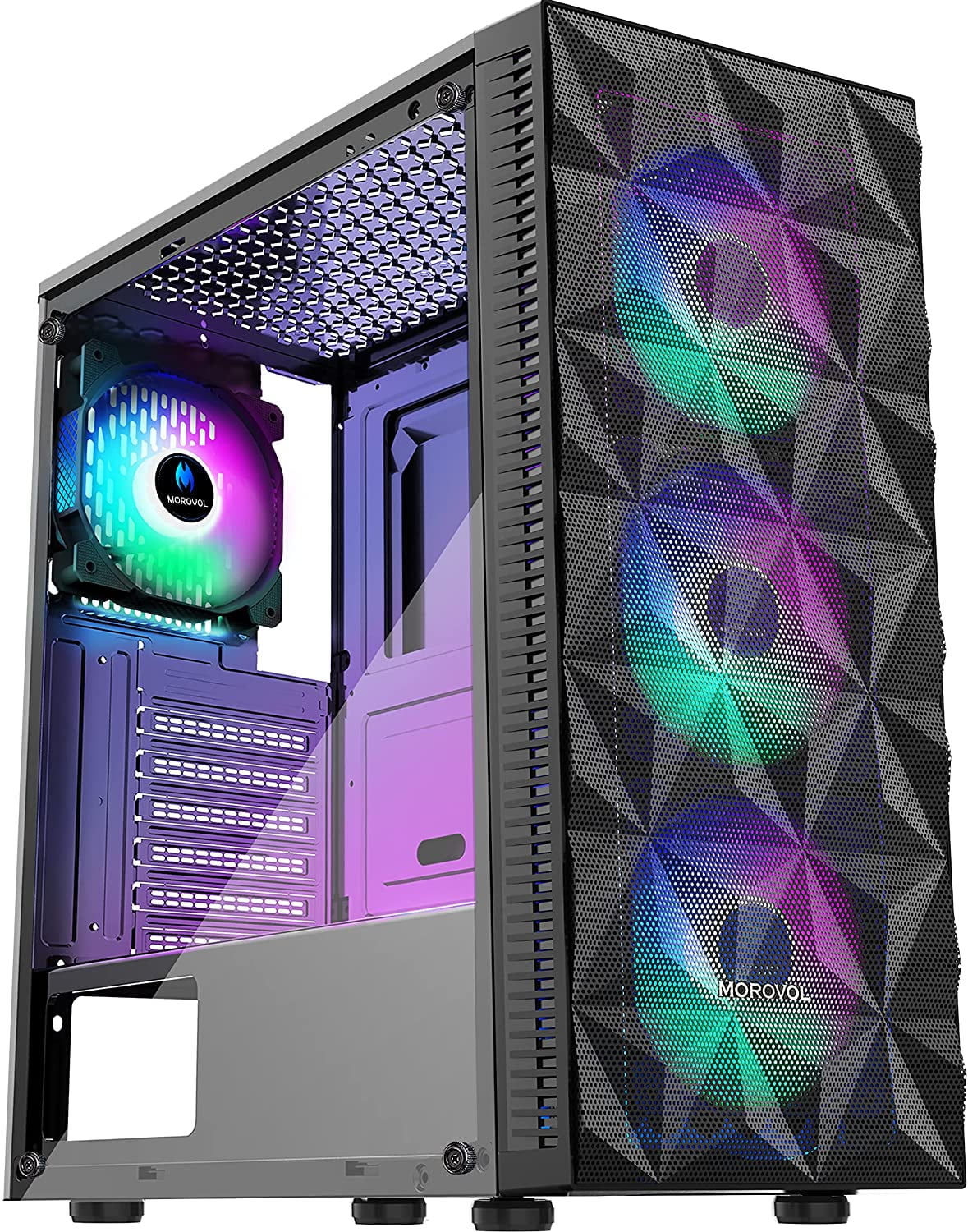 PC Case Pre-Install 4 RGB Fans, ATX Gaming Computer Case with Diamond ...