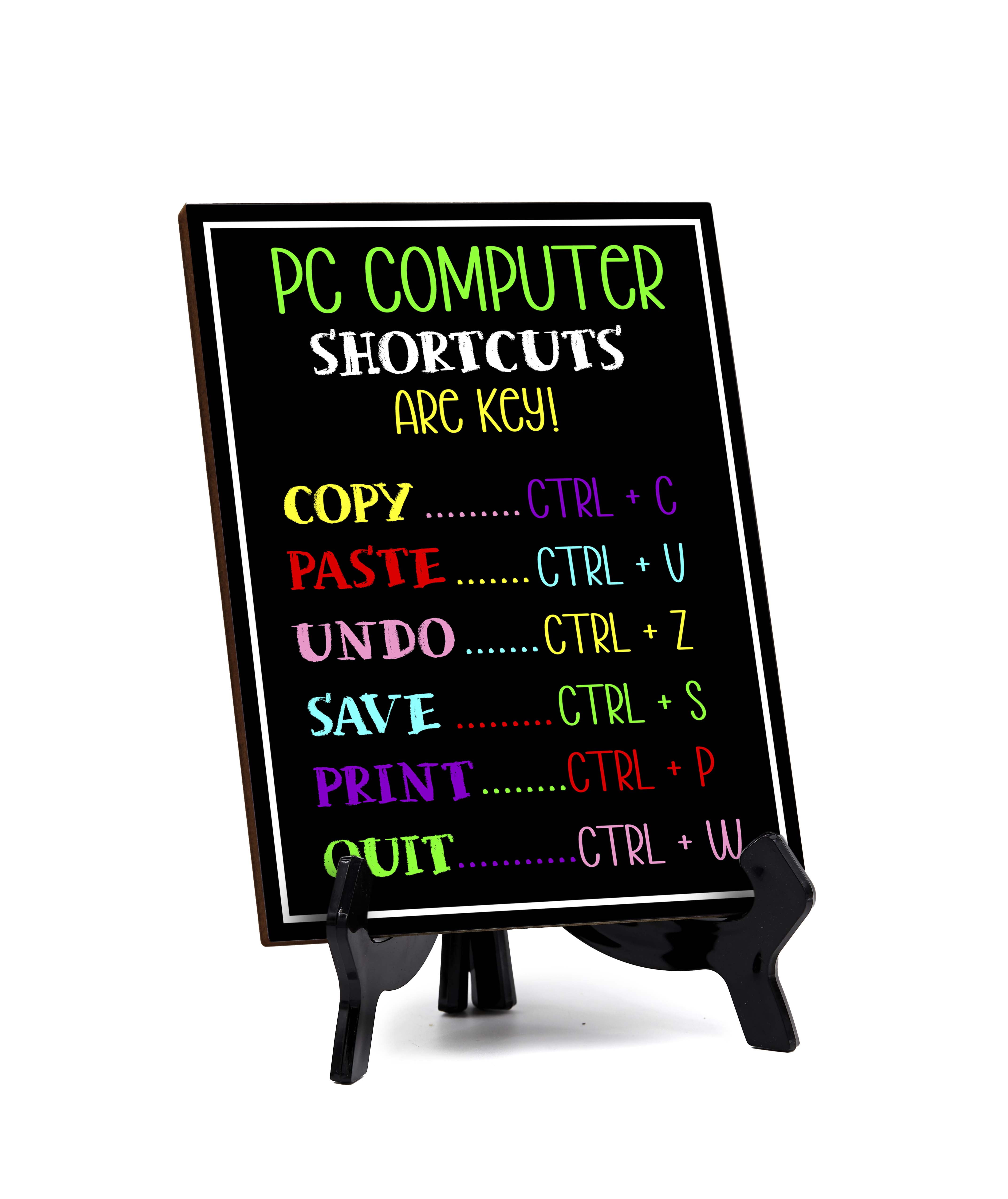 PC Computer Shortcuts Table Sign with Acrylic Stand (6x8“) | Computer ...