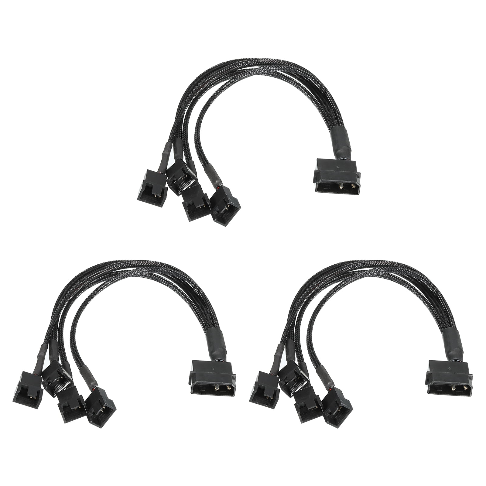 PC Fan Power Splitter Cable 4 Pin IDE to 4X 4 Pin Fan Connector Sleeve ...