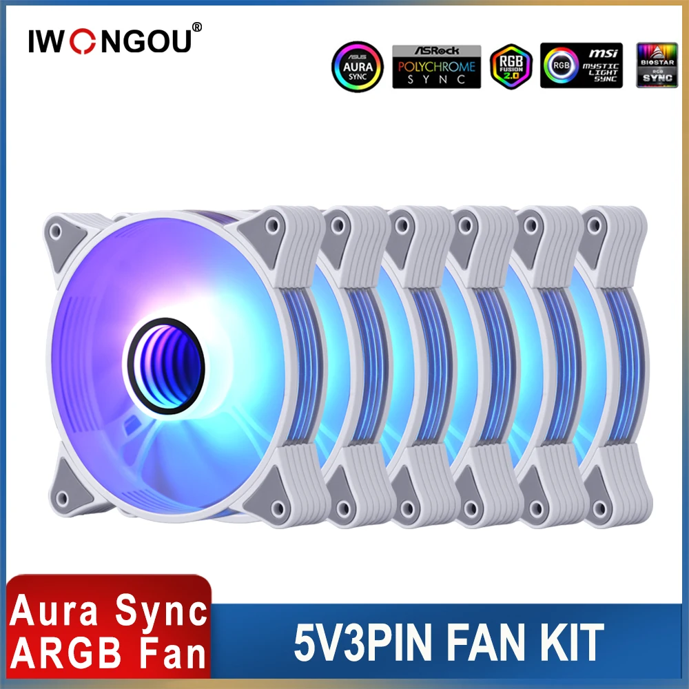 PC Fans 120mm Rgb Ar12pro Branco Case Coolers Argb Fan 5v3pin Aura Sync ...