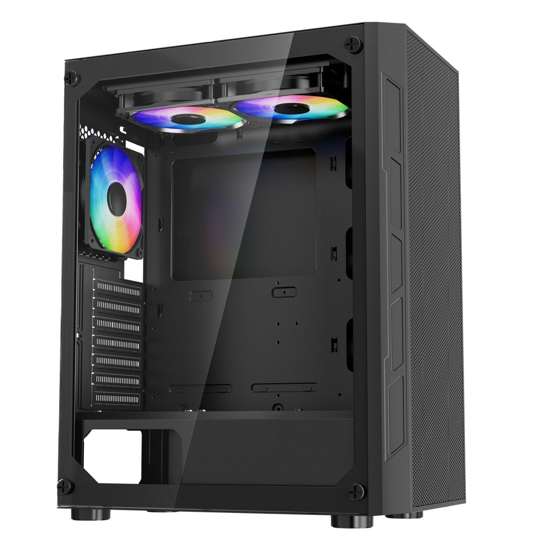 PC Gaming Case Mid-Tower ATX ARGB Fans - 3x120mm, Tempered Glass Side ...