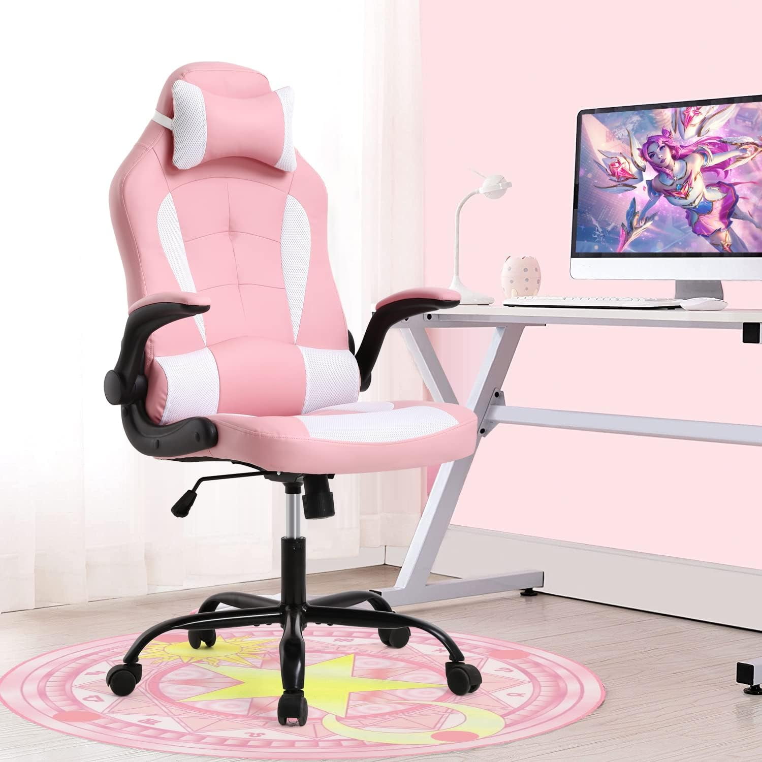 PC Gaming Chair Ergonomic Computer Chair Adjustable Swivel Video Game ...
