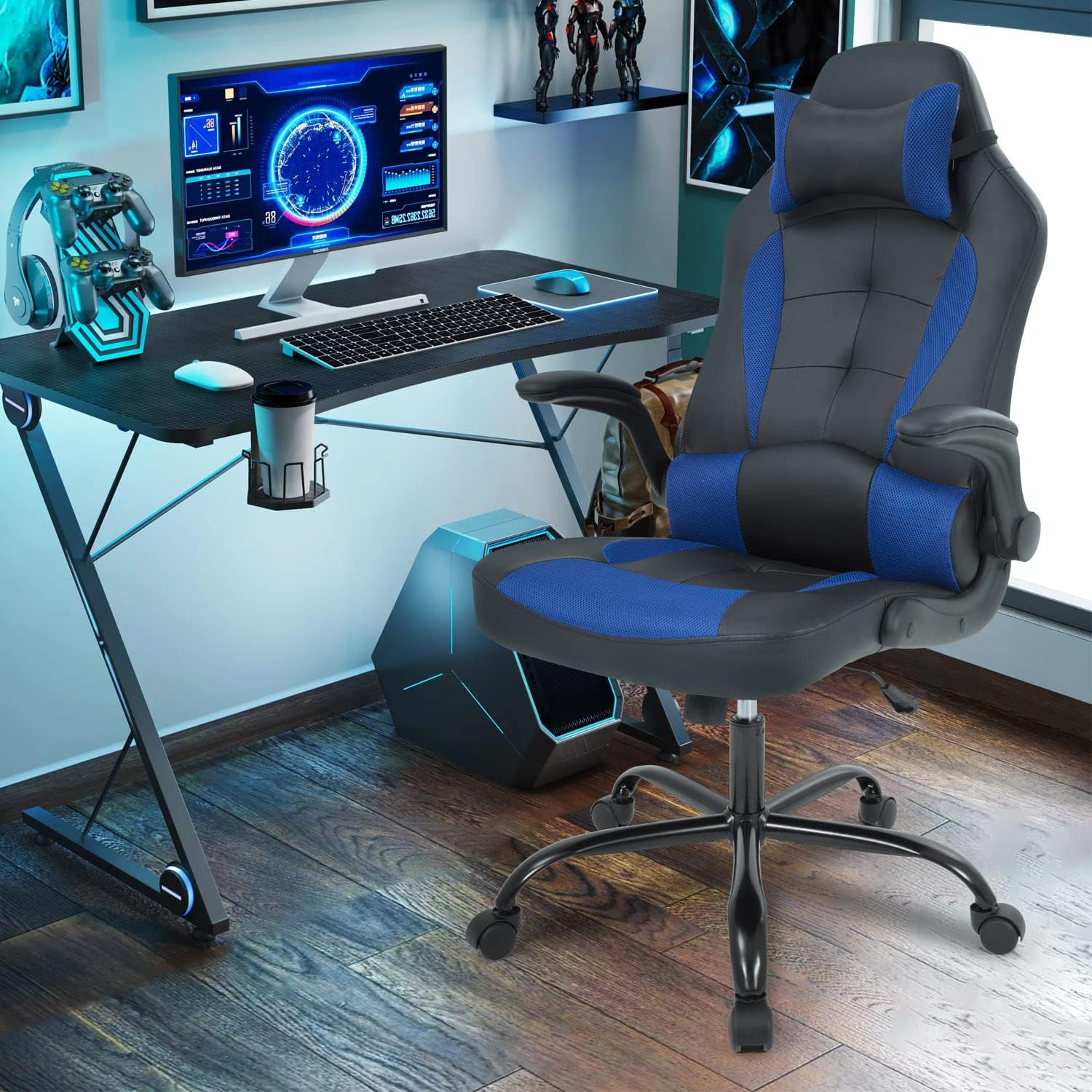 PC Gaming Chair Ergonomic Computer Office Chair Adjustable Swivel Video ...