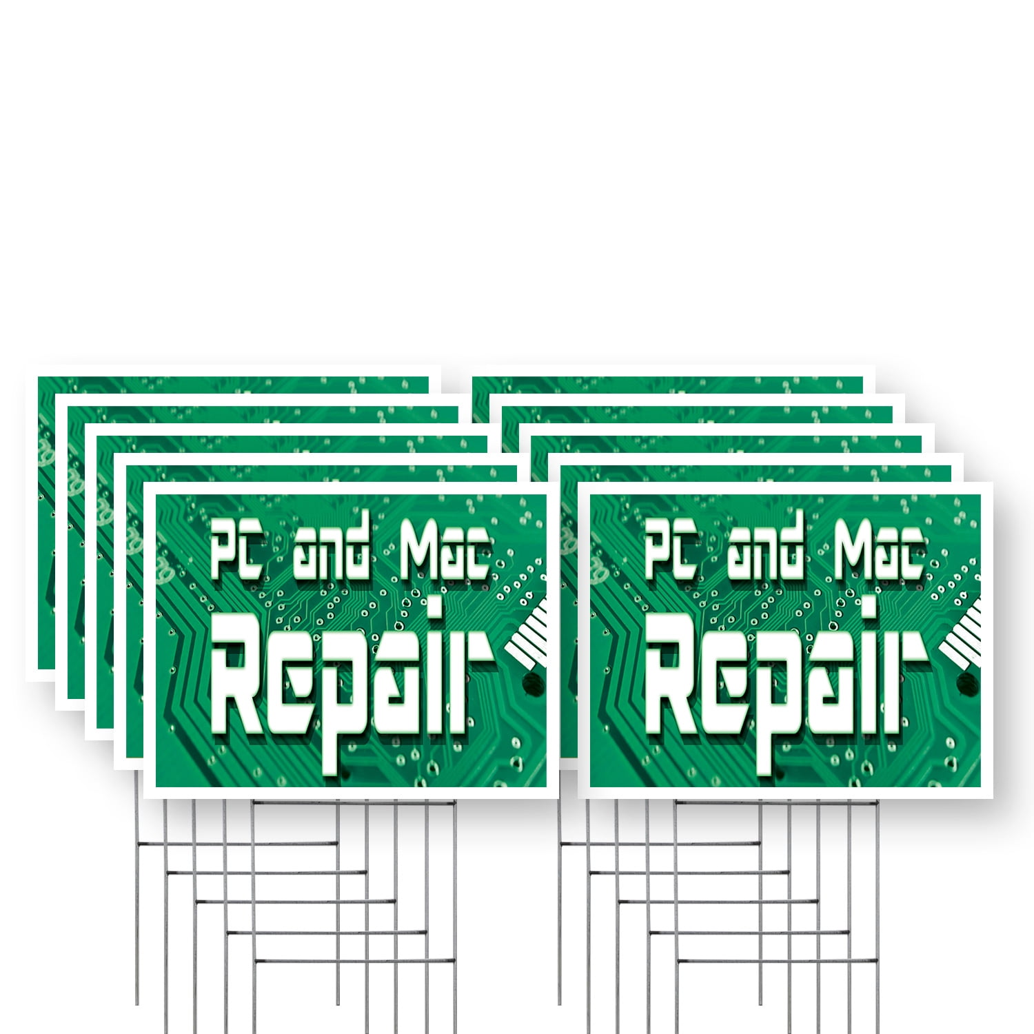 PC and Mac Repair Yard Sign 10 Pack of 18 Inch x 24 Inch Single Sided ...