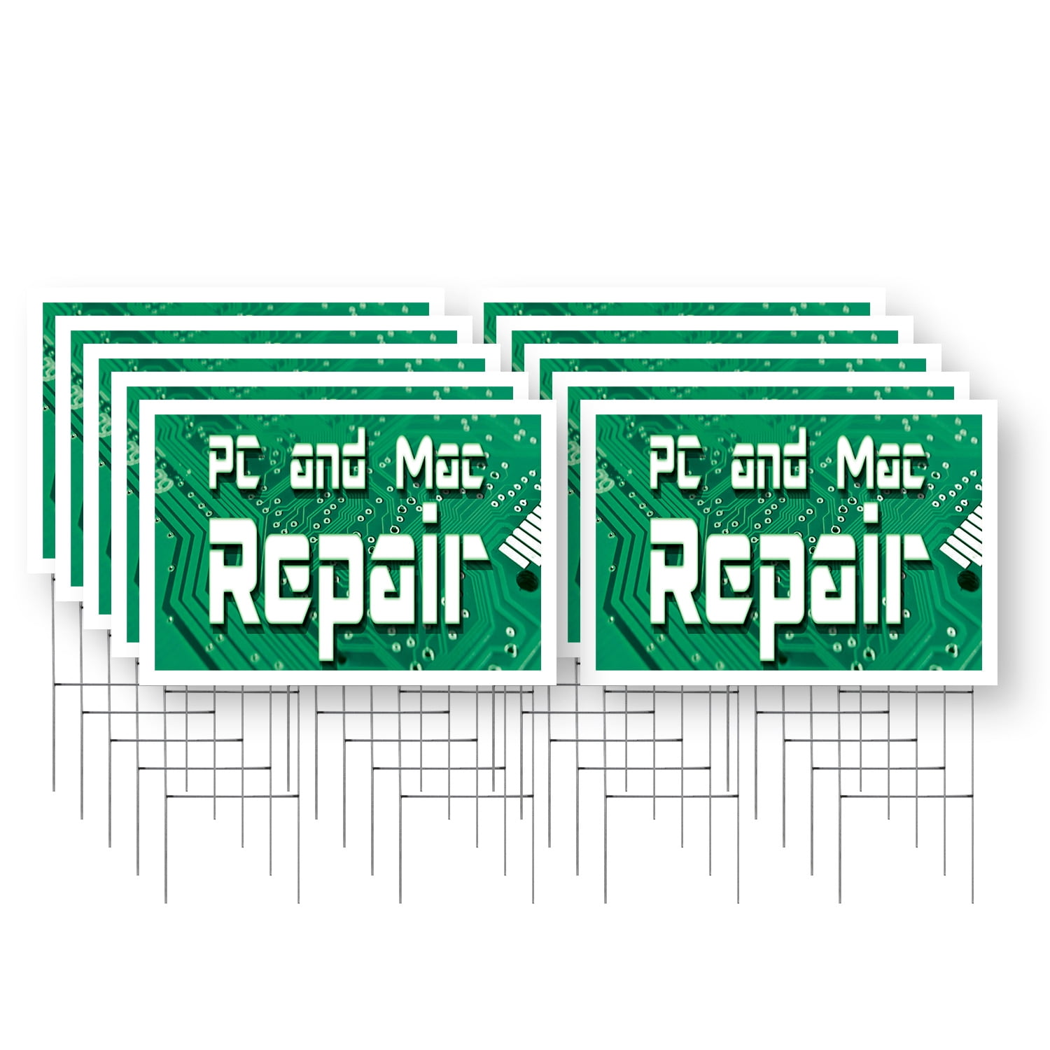 PC and Mac Repair Yard Sign 10 Pack of 24 Inch x 36 Inch Single Sided ...