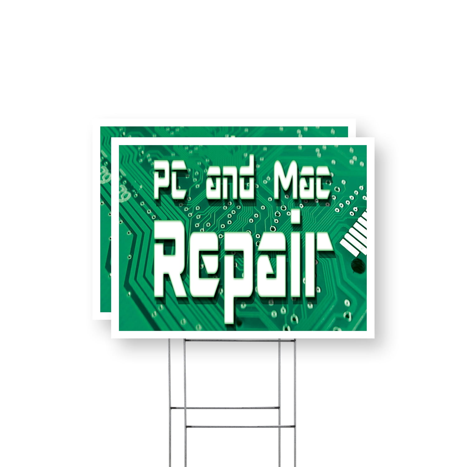 PC and Mac Repair Yard Sign 2 Pack of 18 Inch x 24 Inch Double Sided ...