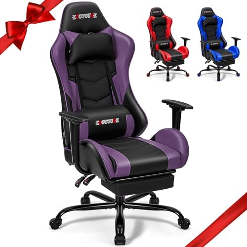 PC Massage Gaming Chair with Footrest Ergonomic Office Desk Chair ...