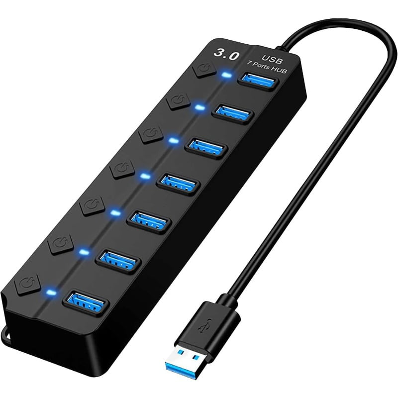 PC Multiport Adapter with 7 USB Ports, High-Speed 3.0 USB Hub for ...