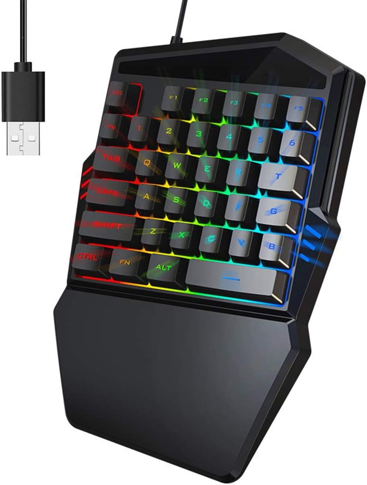 PC One-Handed Keyboard Ergonomic Mechanical Gaming Keypad with 35 Keys ...