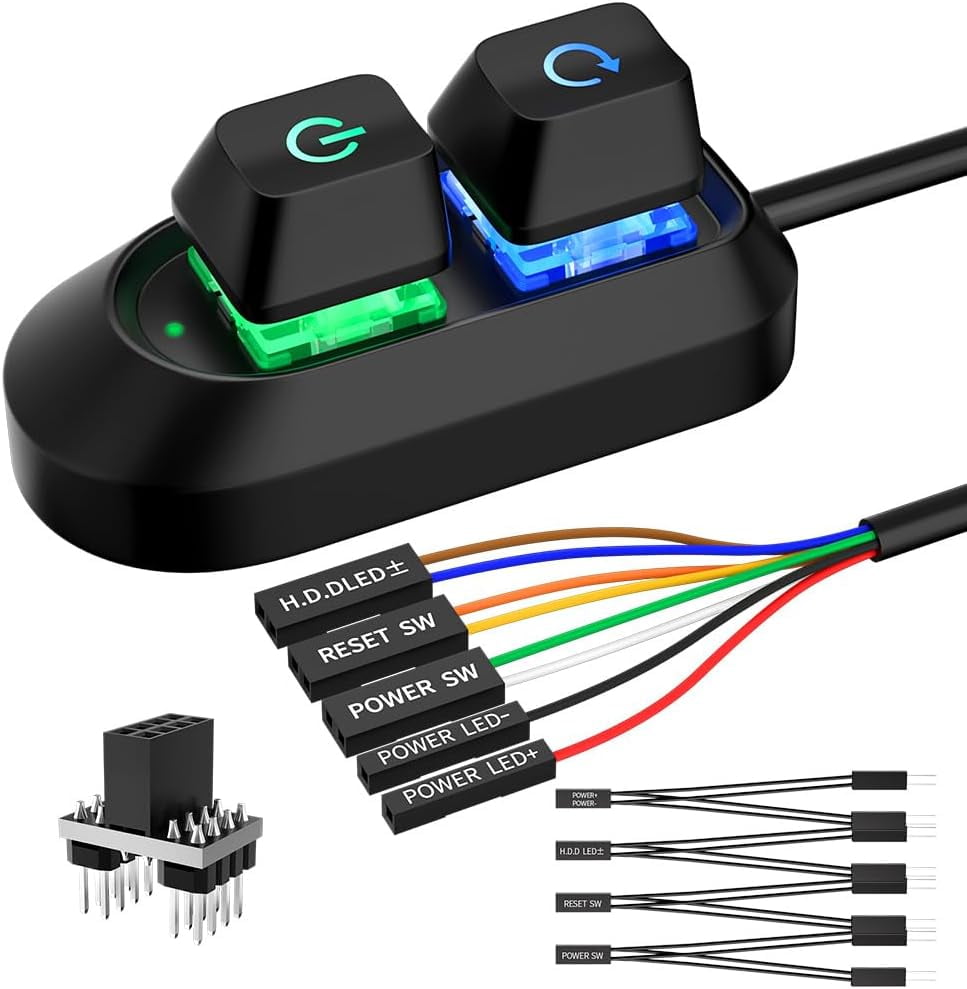 PC Power Button, Desktop Switch Splitter ON Off Reset SW HDD LED PC ...