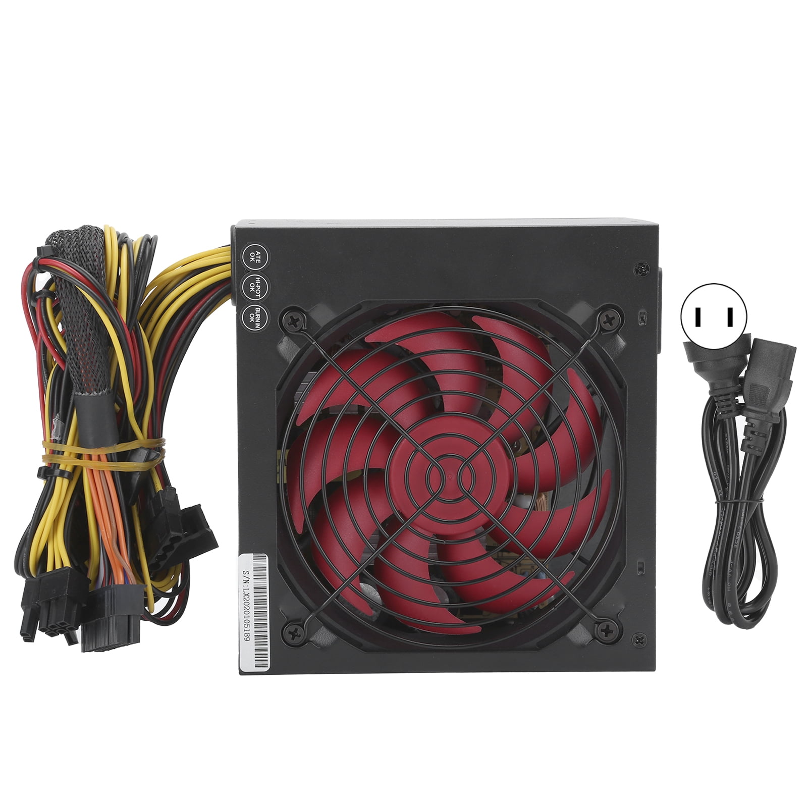 PC Power Supply 350W Desktop Computer Parts Accessories Red Fan ...