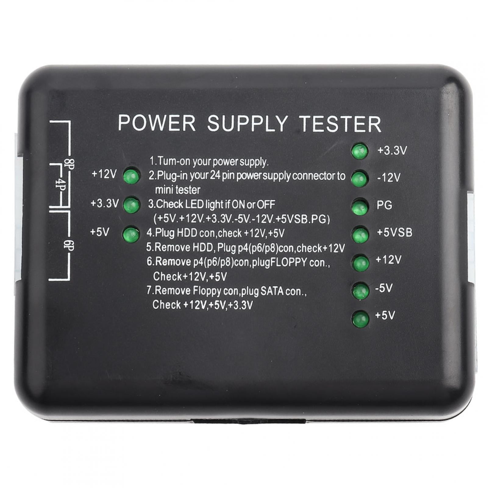 PC Power Supply Tester, 20/24 Pin Computer Power Supplies Tester Black ...