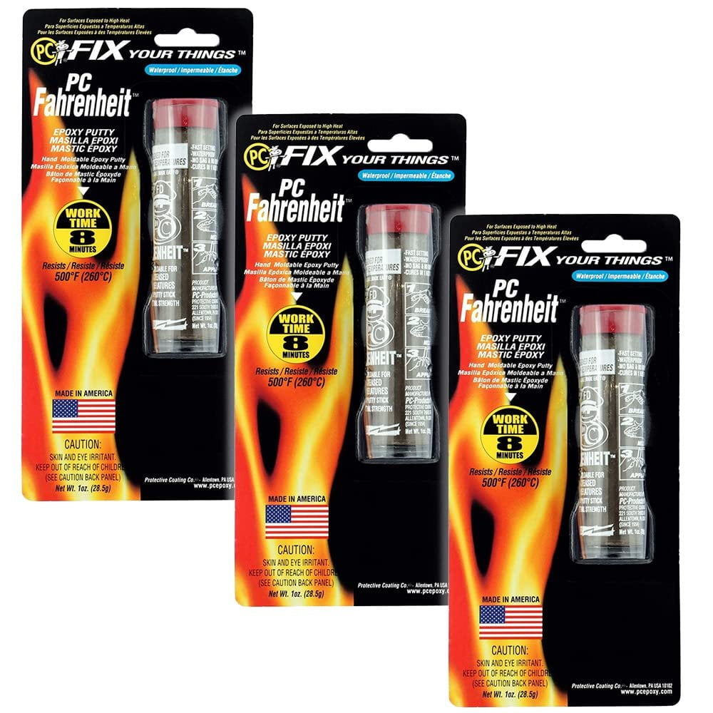 PC Products PC-Fahrenheit Hi-Temp Epoxy Adhesive, 1 oz Stick, 3-Pack ...