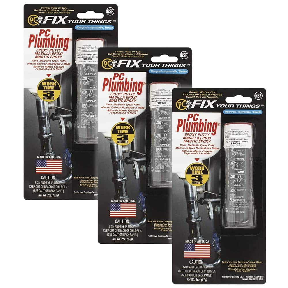 PC Products PC-Plumbing Epoxy Putty, 2 oz Stick, 3-Pack, Gray 25932 ...
