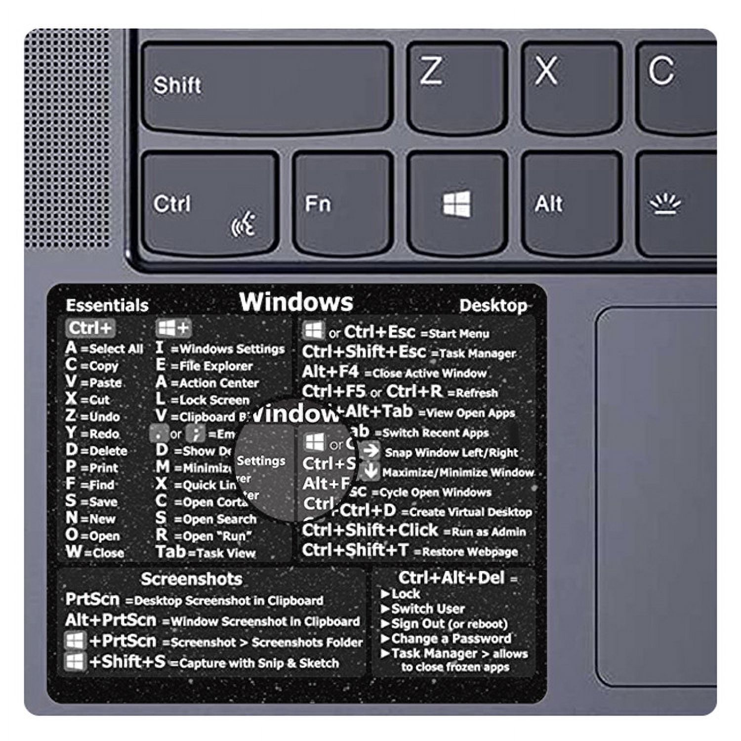 PC Reference Keyboard Shortcut Vinyl Sticker, Laminated, no-Residue ...