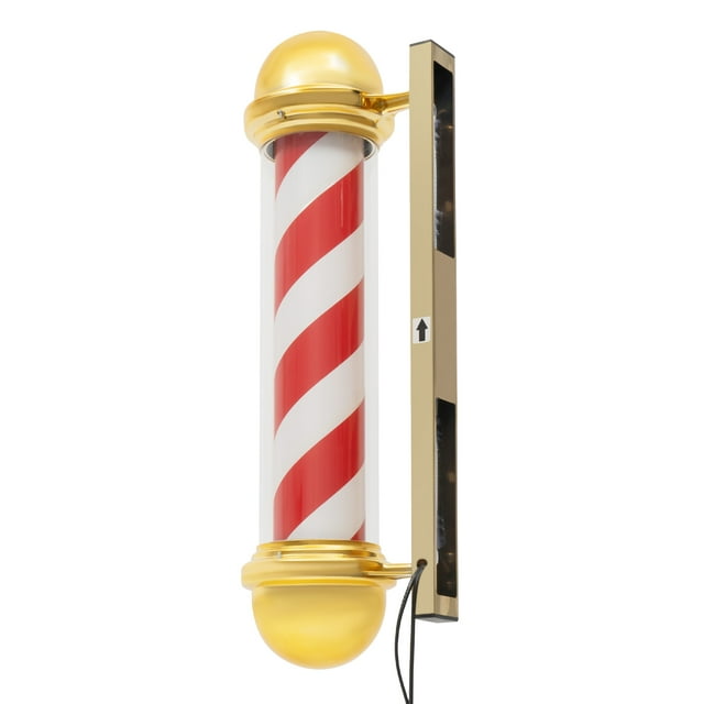 PC Round Hair Salon Open Sign Rotating Barber Pole LED Light Barber ...