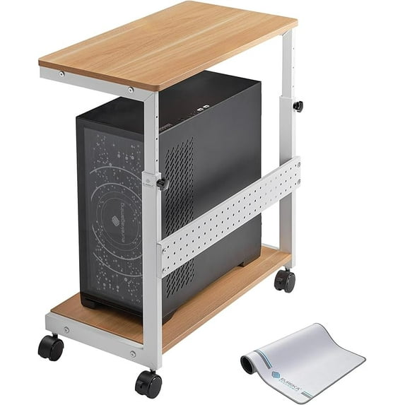 PC Stand Computer Cart, Height Adjustable Tower Stand 2-Tier Suit for ...