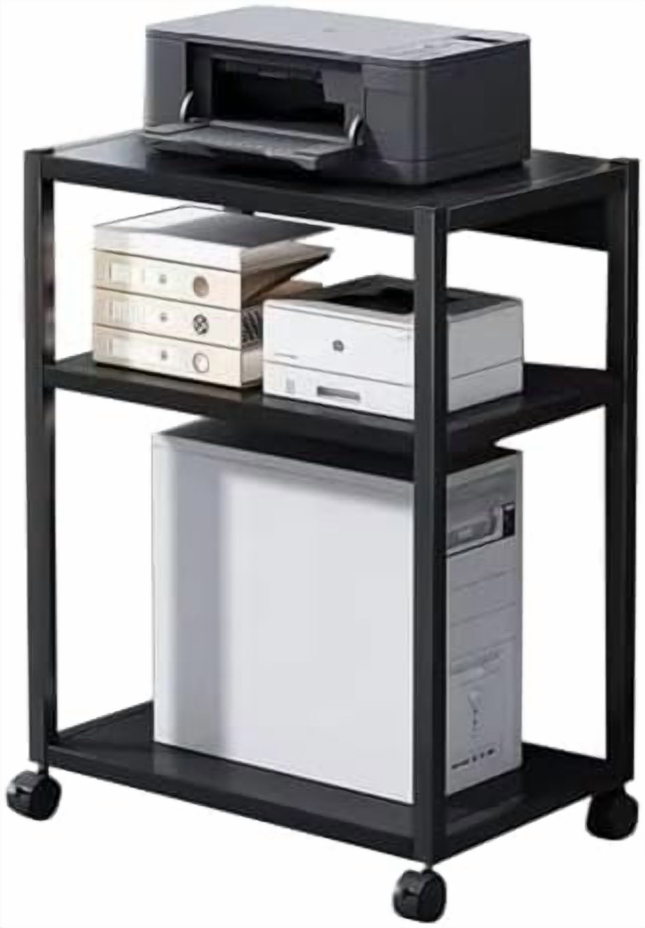PC Stand Computer Tower Stand, 3 Tier Mobile Printer Holder On Wheels ...