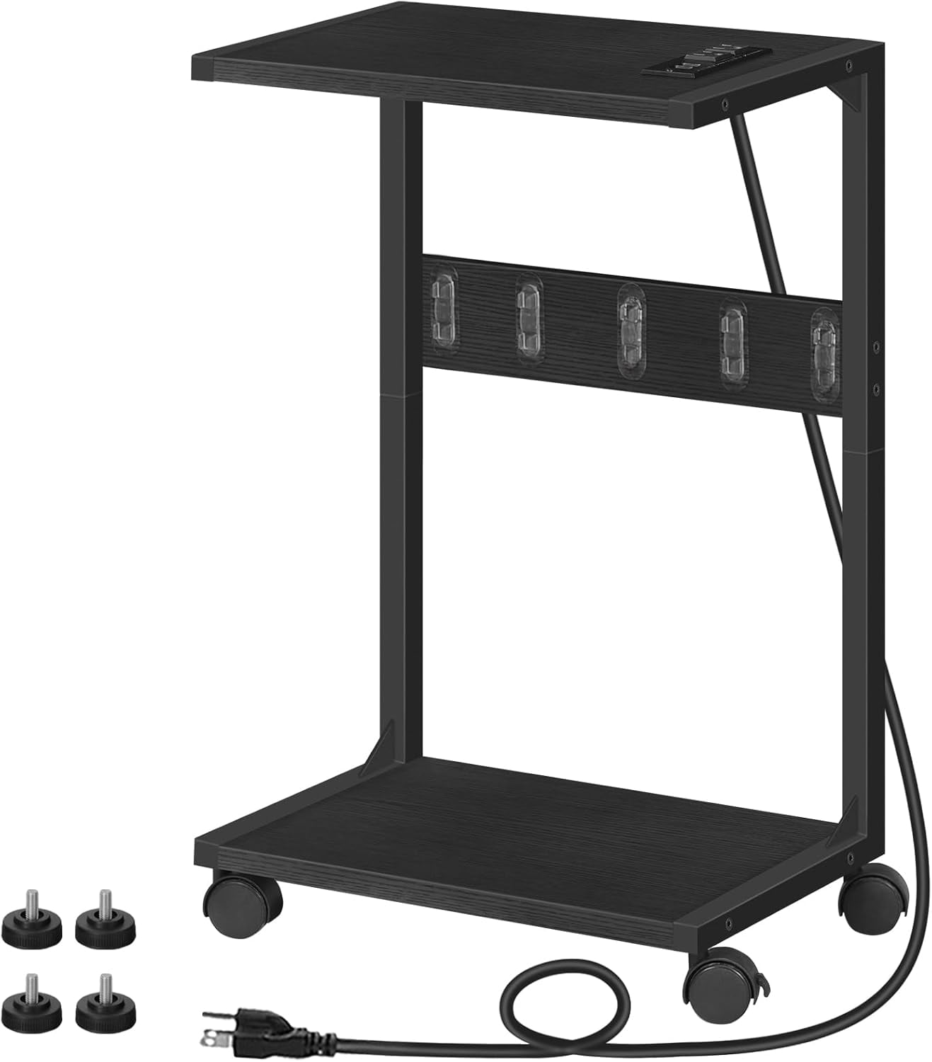 PC Tower Stand with Charging Station, 2-Tier Under Desk CPU Holder ...