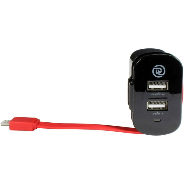 PC Treasures 09913-PG ChargeIt USB Dual Output Wall Charger, Black ...