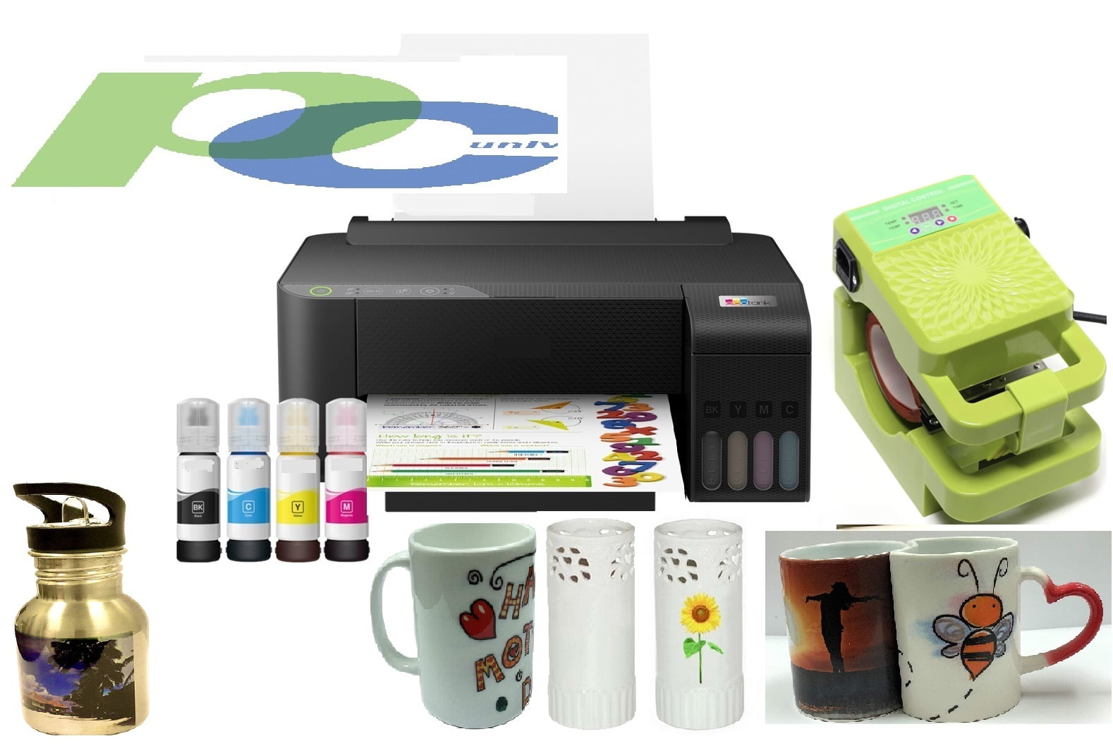 PC Universal Sublimation Bundle: Printer, Heat Press Machine & Assorted ...