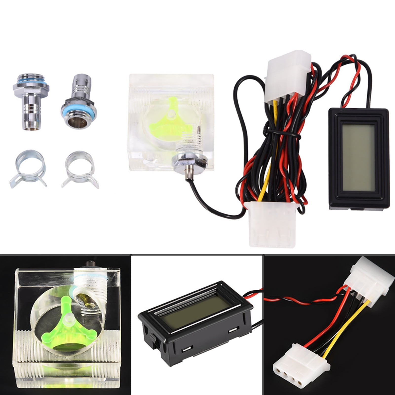PC Water Cooling Thermometer Flow Meter Kit, Real,Time Temp Flow ...