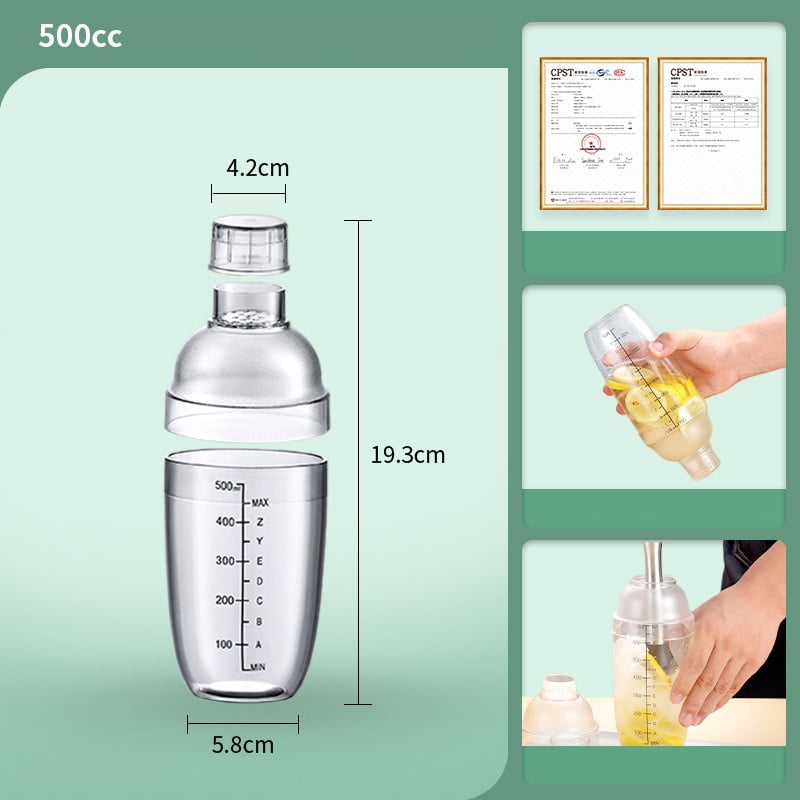 PC resin Cocktail Shaker Martini Hand Shaker Cup with Scales 350ml/500ml/700ml/1000ml Milk Tea ...