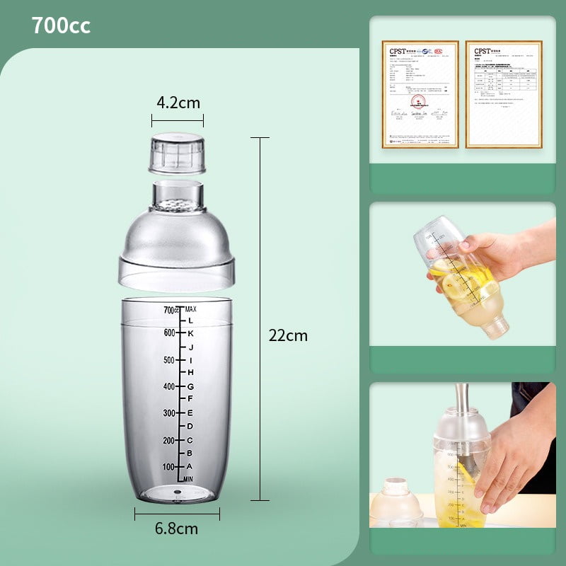 PC resin Cocktail Shaker Martini Hand Shaker Cup with Scales 350ml ...