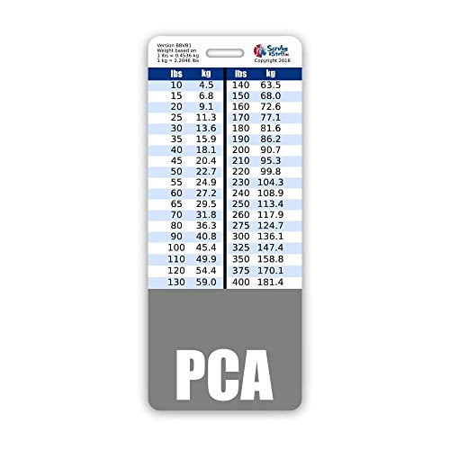 PCA Badge Vertical w/Height & Weight Conversion Charts (Oversized, Gray ...
