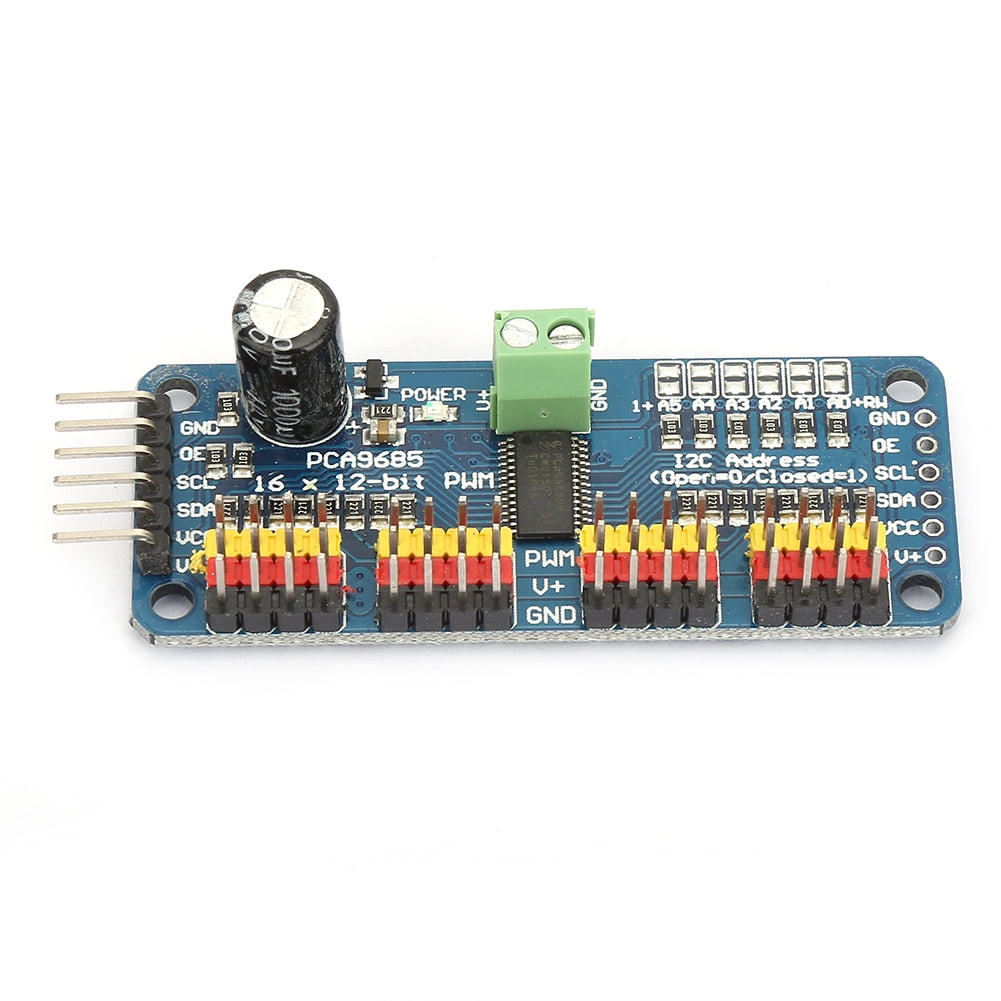 PCA9685 16-Channels 12-Bit PWM Servo Shield, I2C Module Motor Driver for Robotics & DIY Projects ...