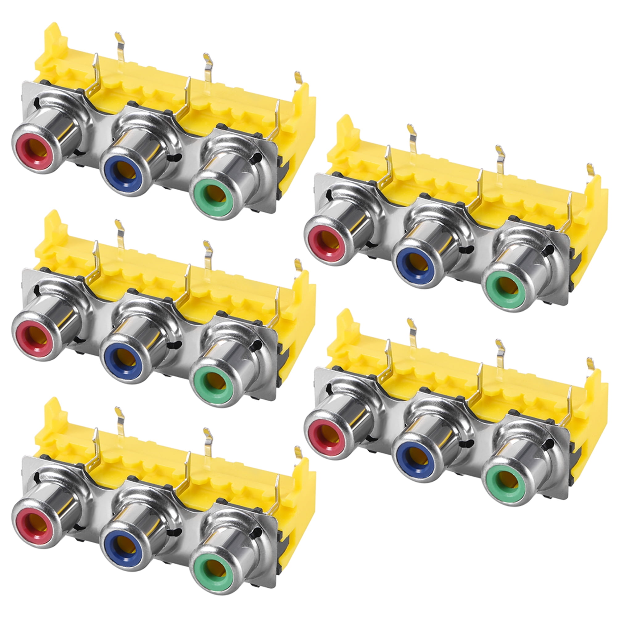 PCB Panel Mount Triple RCA Socket Female Audio Video AV Connector Red ...