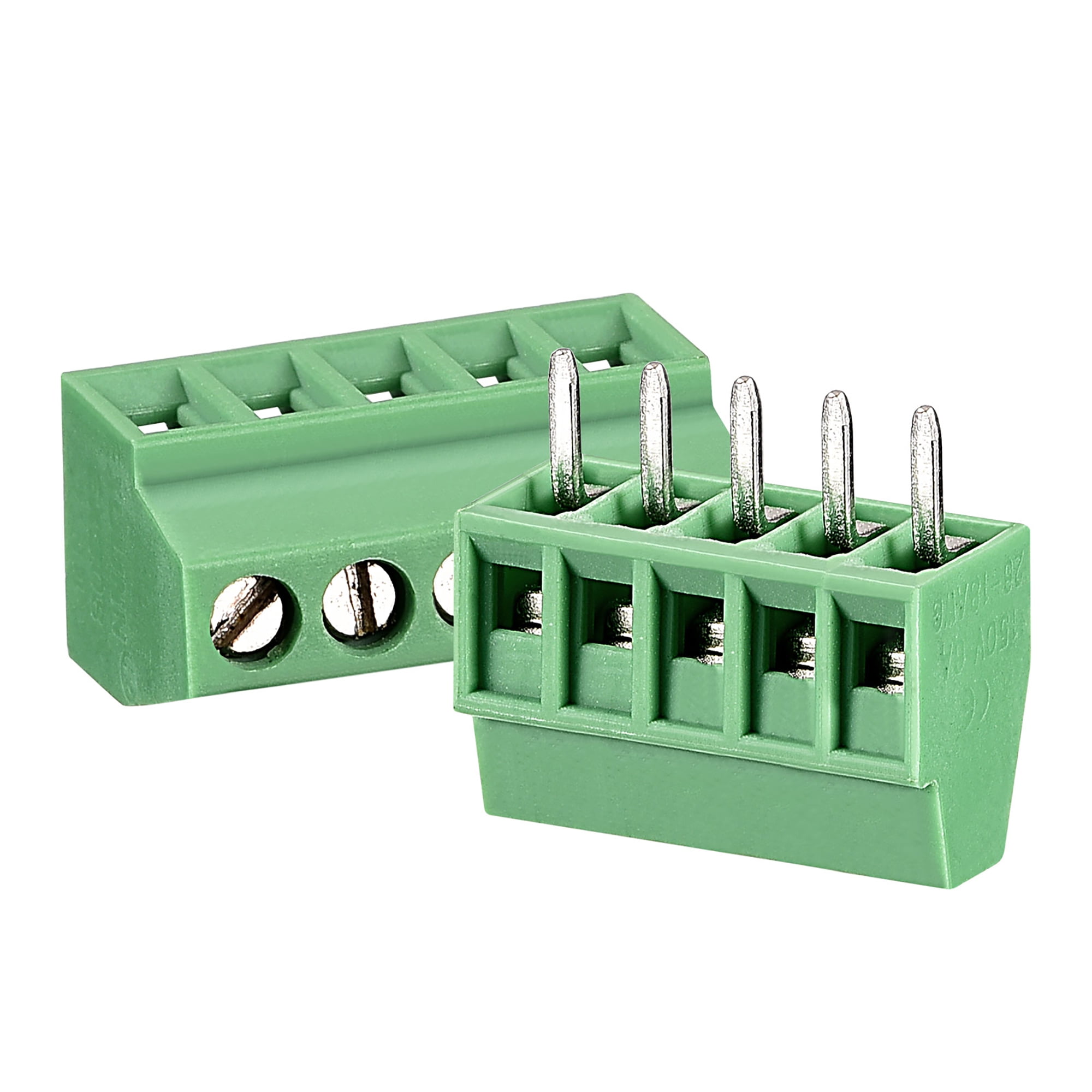 PCB Screw Terminal Brass Tinned Contact AC150V 6A 5P 2.54mm Pitch Green ...