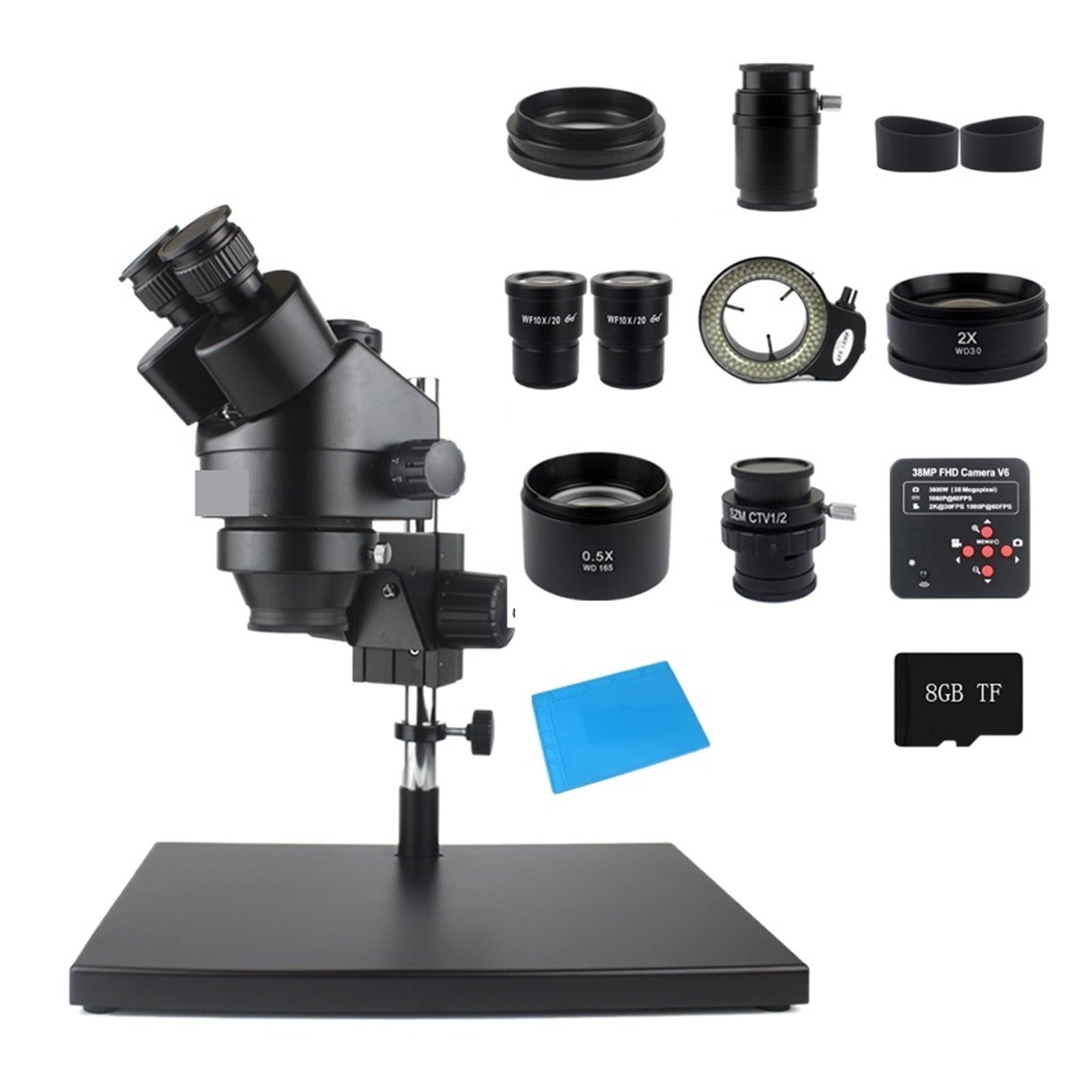 PCB Soldering Repair Lab Industrial 7X 45X Simul-focal Trinocular Stereo Microscope USB Digital ...