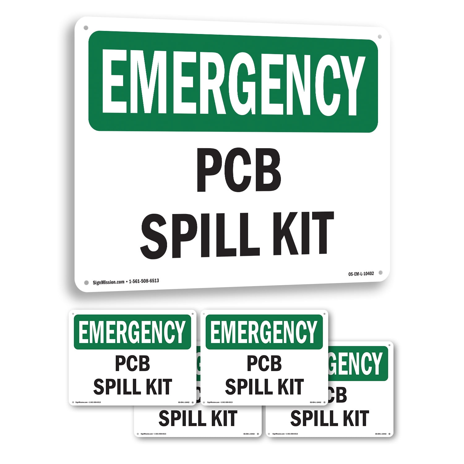 PCB Spill Kit OSHA Emergency Rigid Plastic Sign 24 Inch x 18 Inch - 5 ...