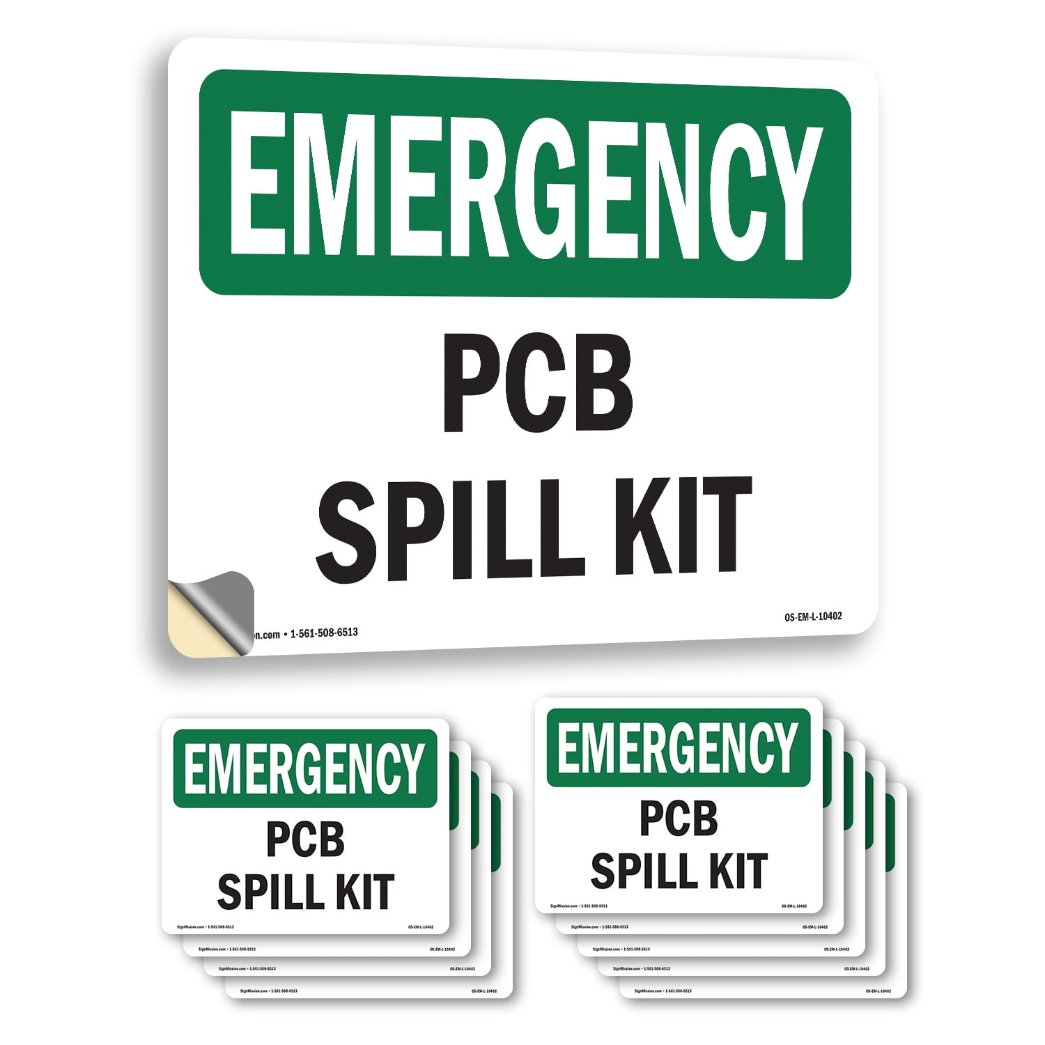 PCB Spill Kit OSHA Emergency Vinyl Decal Label 18 Inch x 12 Inch - 10 ...