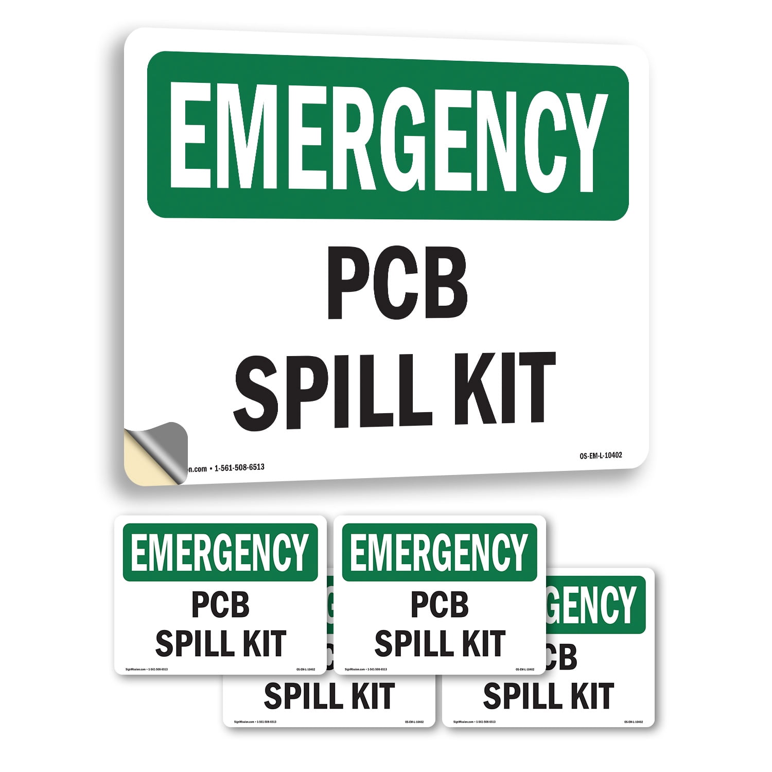 PCB Spill Kit OSHA Emergency Vinyl Decal Label 18 Inch x 12 Inch - 5 ...