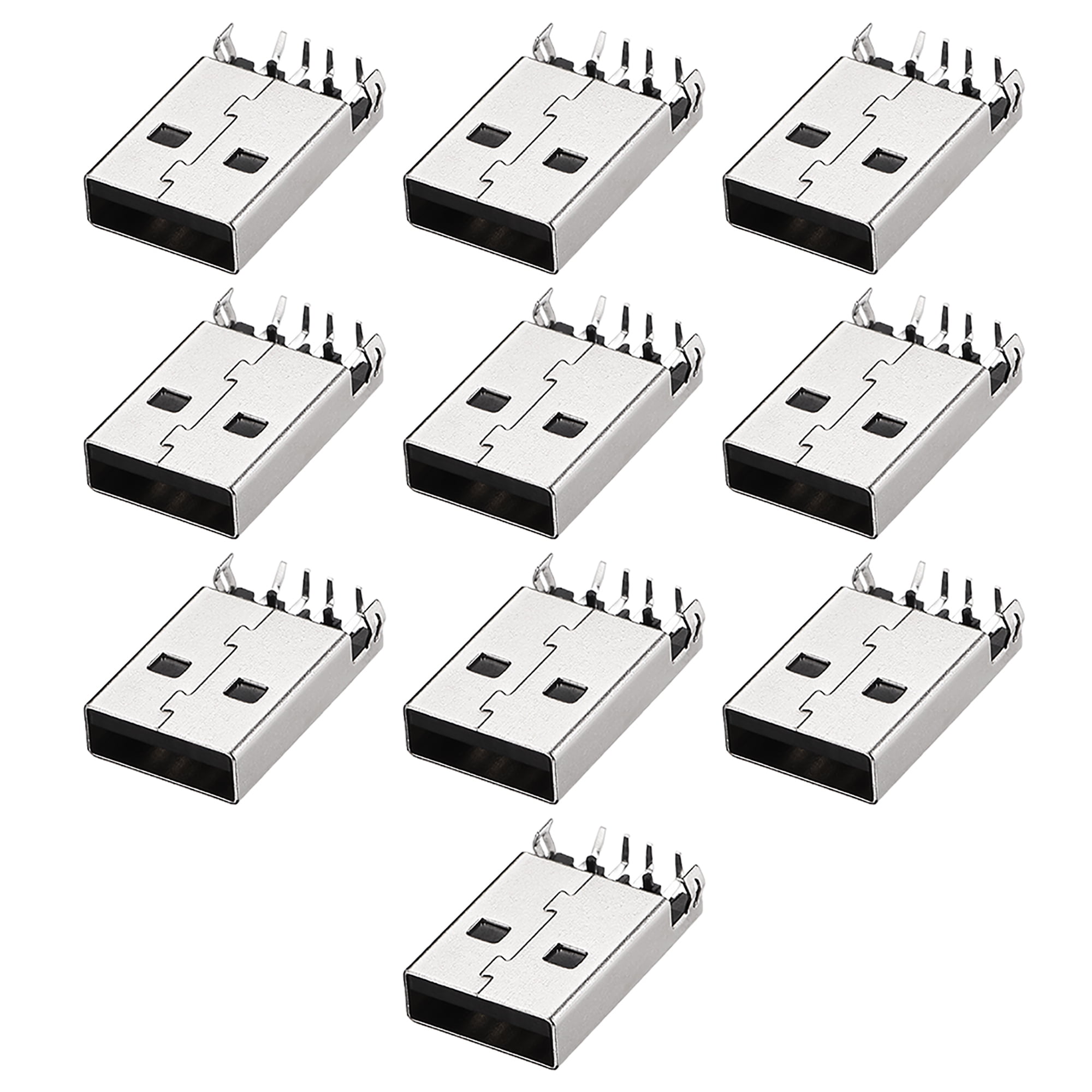 PCB USB Connector A Type 2.0 Male Jack 90 Degree Straight Insert 10 Pcs ...