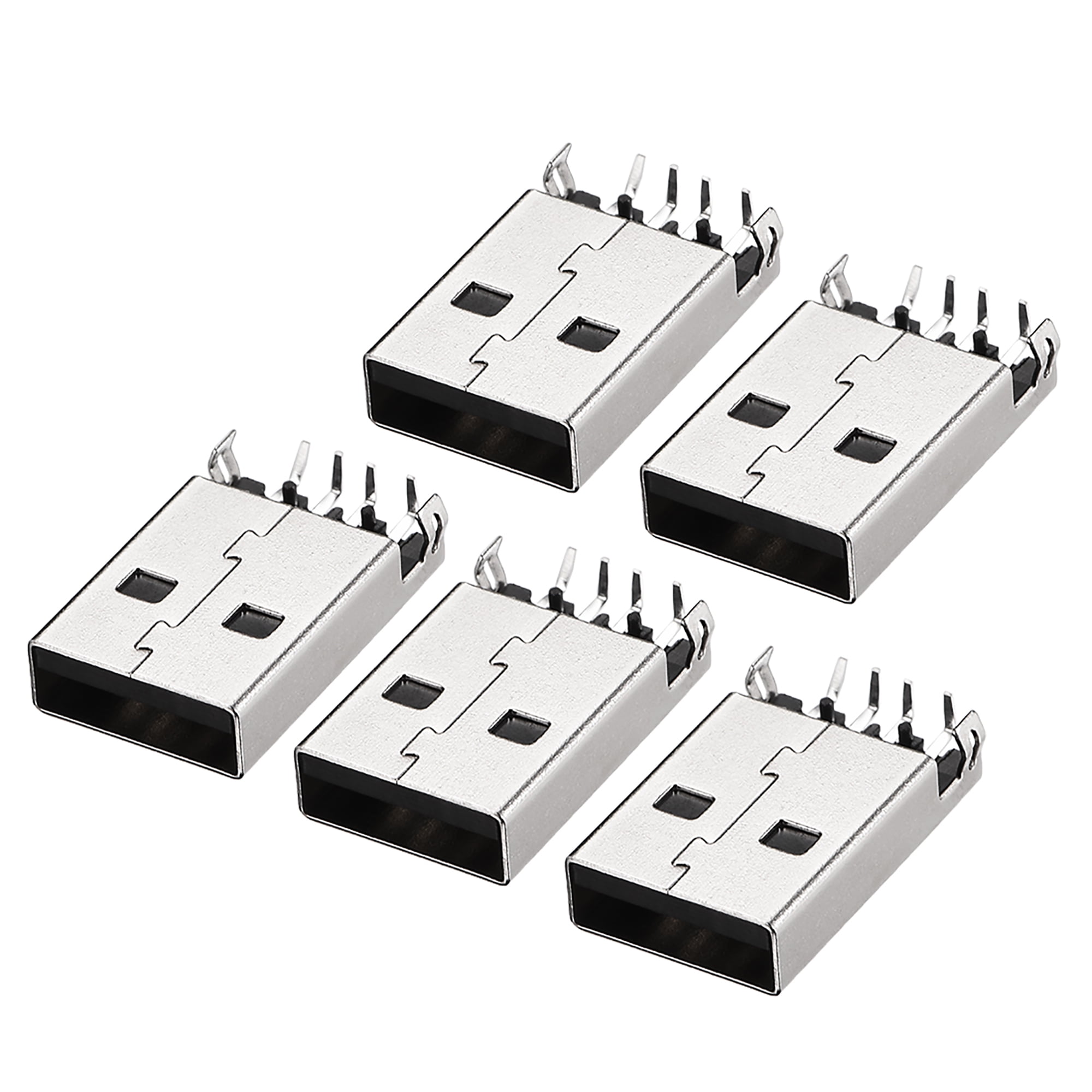 PCB USB Connector A Type 2.0 Male Jack 90 Degree Straight Insert 5 Pcs ...