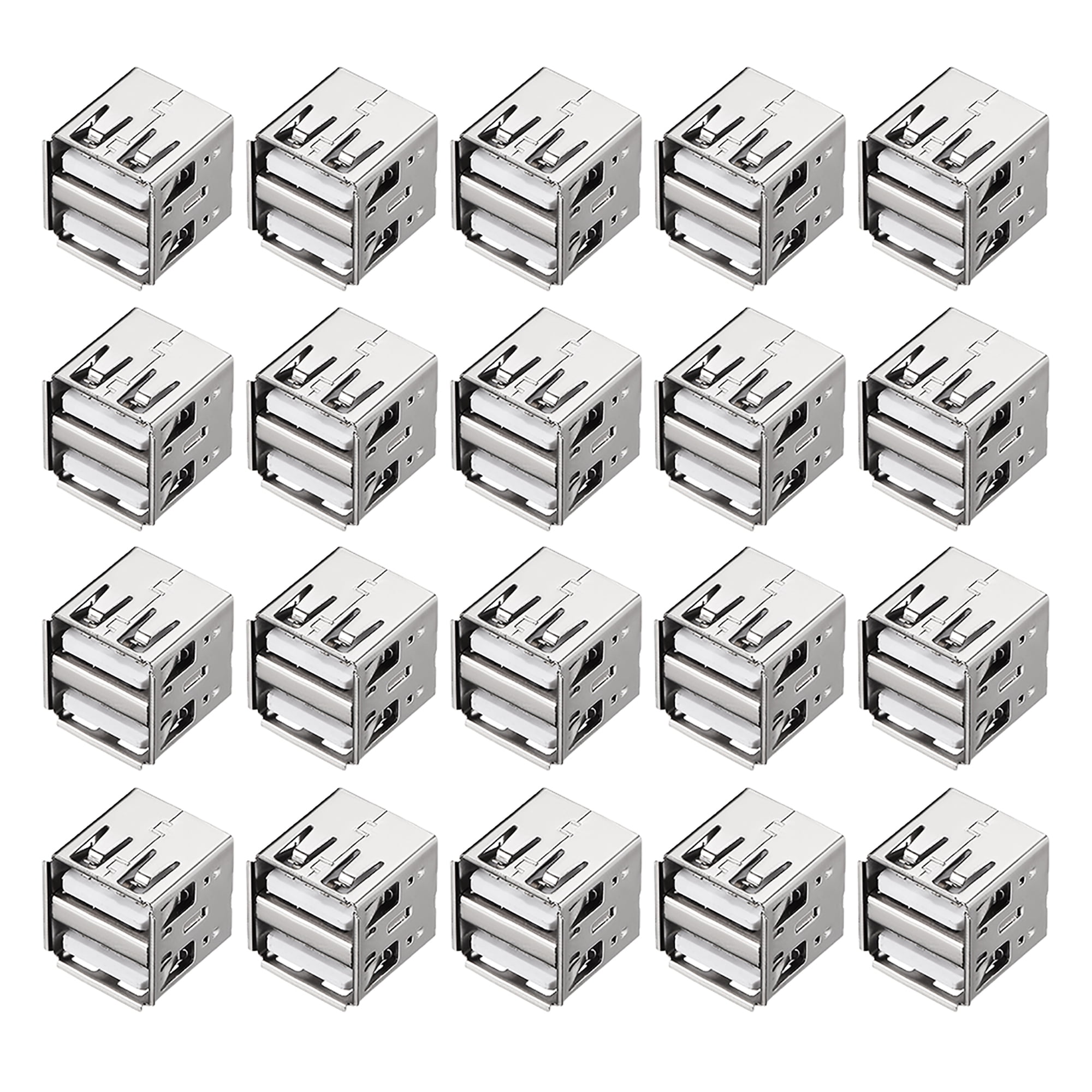 PCB USB Connector Type-A Dual Port Female Jack 8P Vertical 180 Degree ...