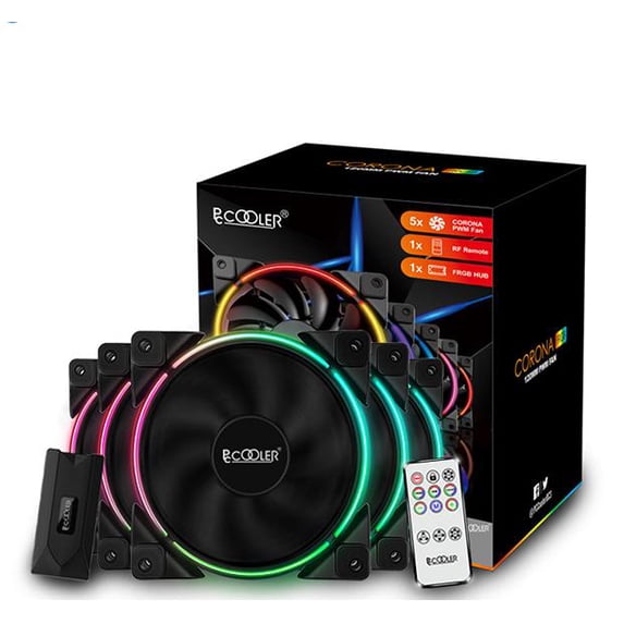 PCCOOLER CORONA 5-IN-1 FRGB KIT Cooling Fans KIT with Controller ...