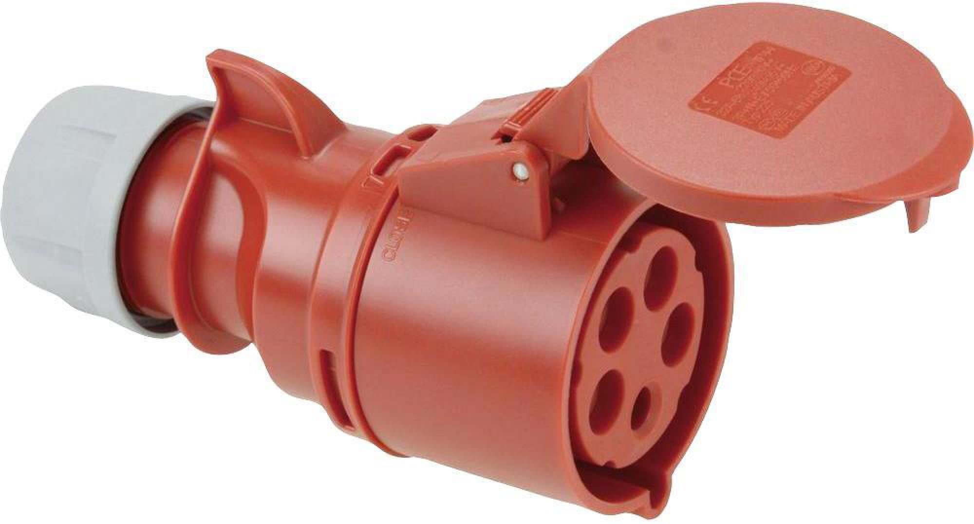 PCE - 32A, 400V, Cable Mount CEE Socket, 3P+N+E, Red, IP44 - Walmart.com