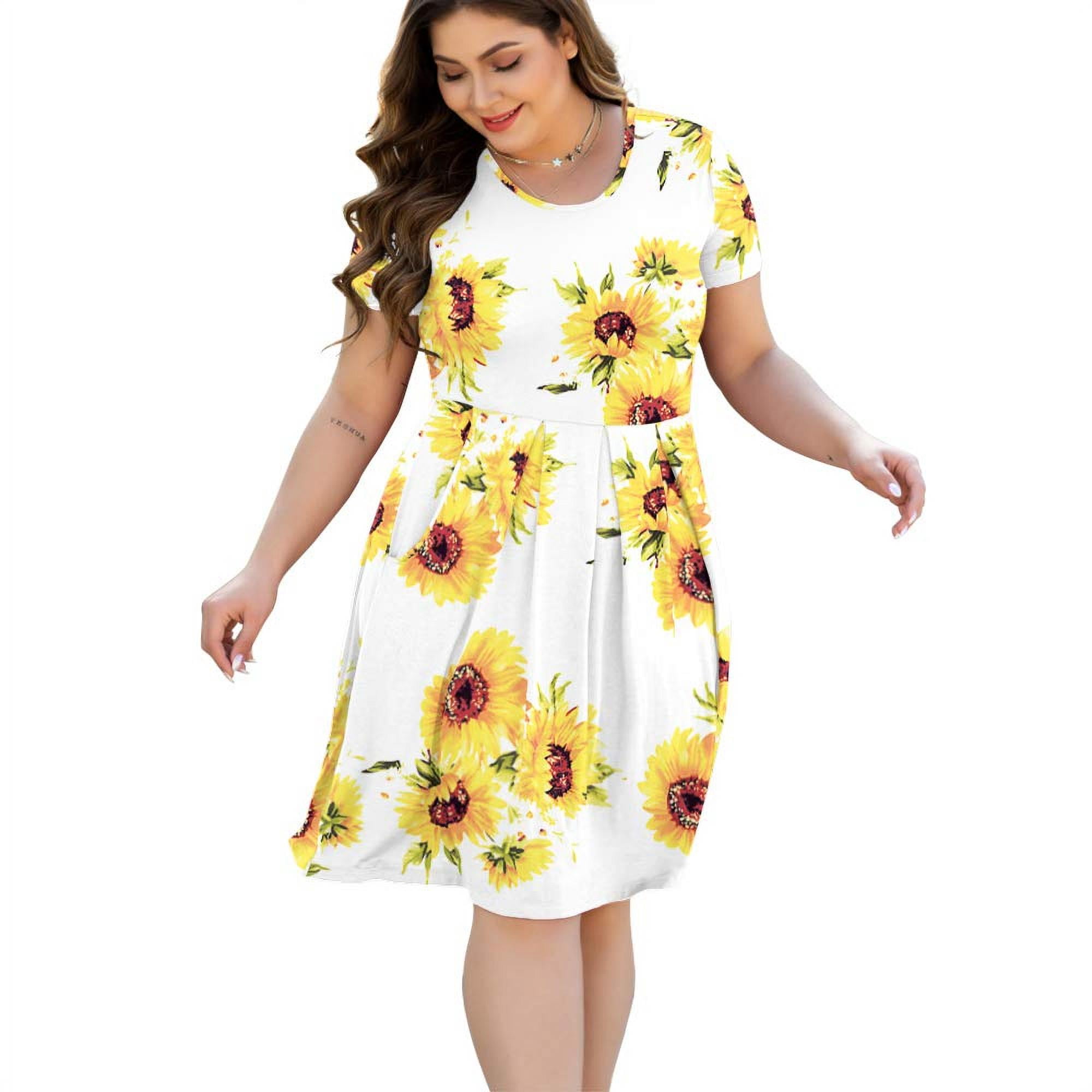 PCEAIIH Women's Plus Size Summer Dresses Beach Casual Tshirt Short ...